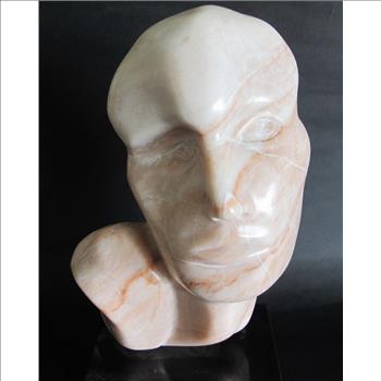 Abstract Pink Marble Sculpture of a Face and Shoulder | Property Room