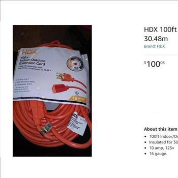 HDX 100" Indoor Cable Orange | Property Room