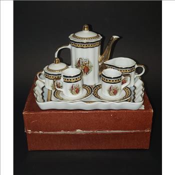 Adeline Rococo Style Courting Couple Gilded Porcelain Miniature Tea Set ...
