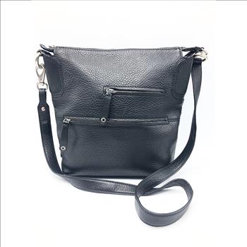 Cole Haan Black Pebbled Leather Hobo Crossbody Bag | Property Room