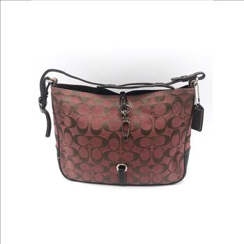 Coach Hampton #6091 Monogram Clip Purse Red & Brown Retail $278 ...