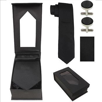 Tie Cuff-link Handkerchief Set Combo Plain Color and Designer Tie Cuff ...