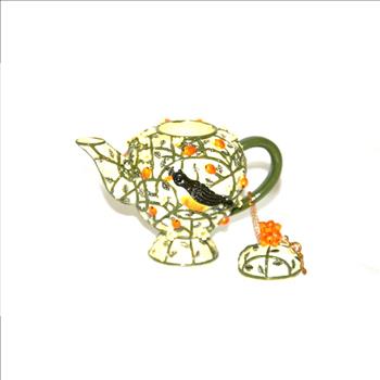 New Nini Paris Birds Decorative Collectible Resin Mini Teapot Trinket ...
