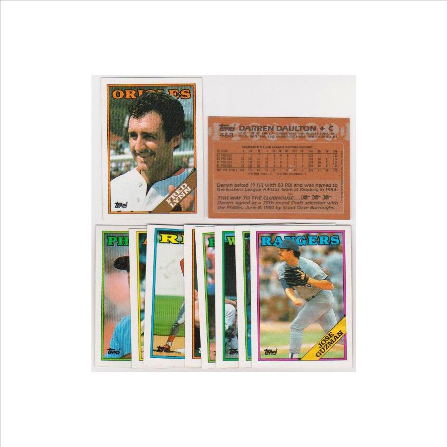 ERROR LOT - 10 Assorted 1988 Topps Baseball Wrong Back Errors w/ Fred ...