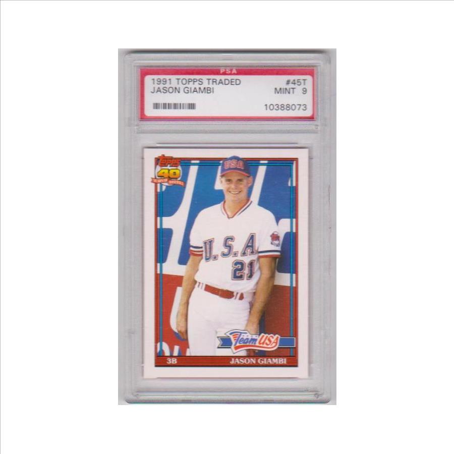 Rookie Graded PSA Mint 9 1991 Topps Traded JASON GIAMBI #45T Card ...