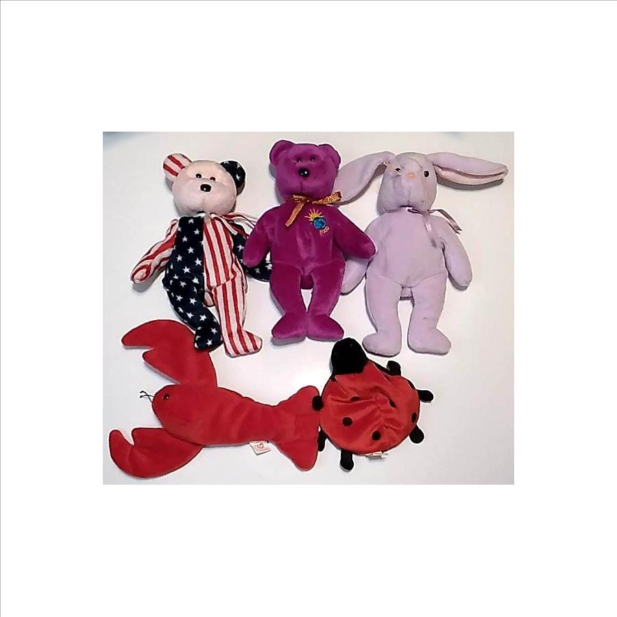 5 Different Ty Beanie Babies - 1993-1999 - w/ Millennium The Bear ...