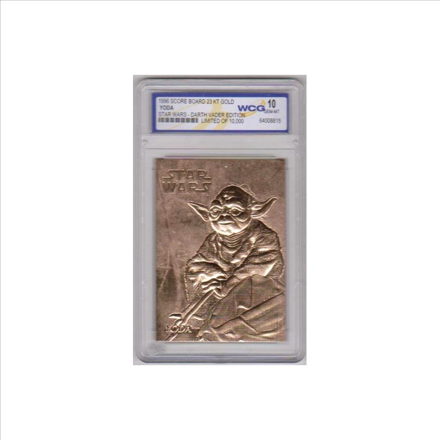Graded Gem Mint 10 - Yoda 1996 Score Board Star Wars 23 Kt Gold Card ...