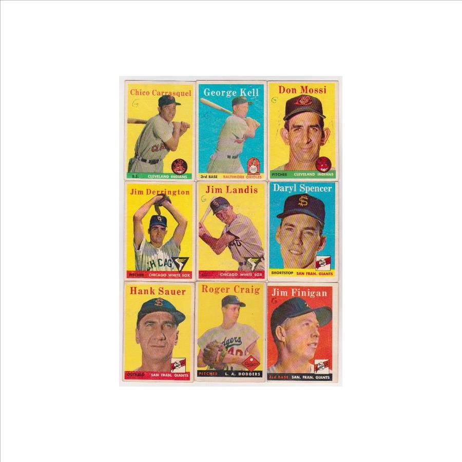 9 Different 1958 Topps Baseball Cards - Vintage Collection | Property Room