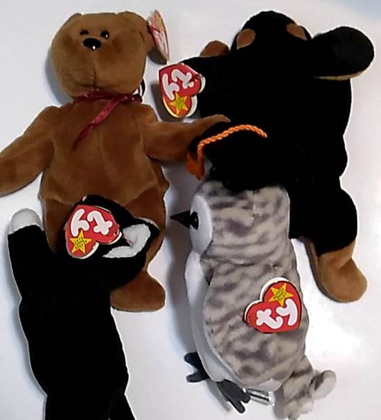 4 Different Ty Beanie Babies - 1993-1999 - w/ Teddy The Bear + More ...