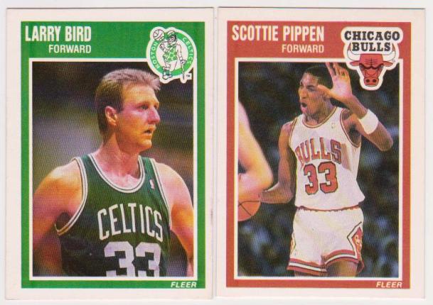 1989-90 Fleer Larry Bird #8 + Scottie Pippen #23 Card Pair - HOF'ers ...