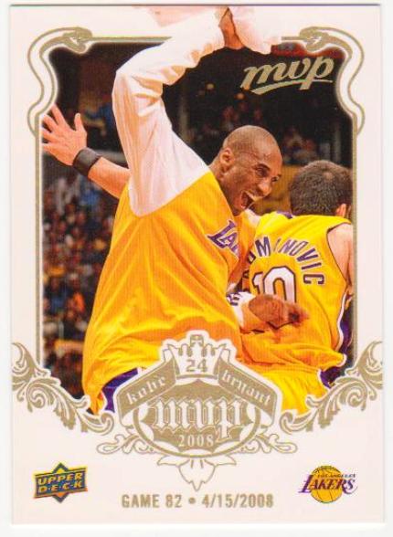 Kobe Bryant 2008 Upper Deck MVP White Border #82 Card | Property Room