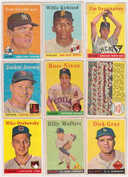 9 Different 1958 Topps Baseball Cards - Vintage Collection | Property Room