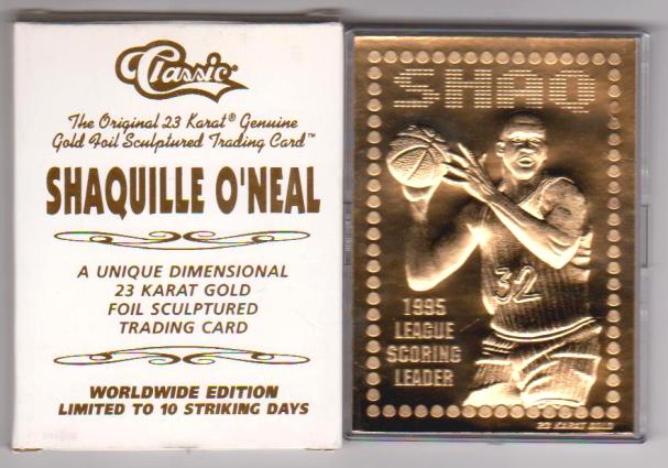23 kt Gold - Shaquille O'Neal 1995 Classic Gold Card In Box w/ COA ...