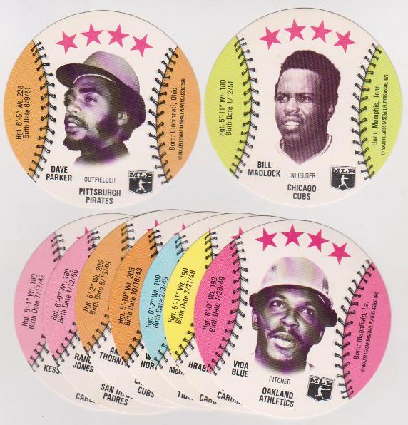 9 Different 1976 Isaly's Baseball Discs w/ Dave Parker + More ...
