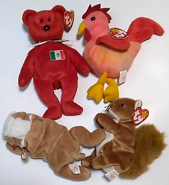4 Different Ty Beanie Babies - 1996-1999 - w/ Osito The Bear + More ...
