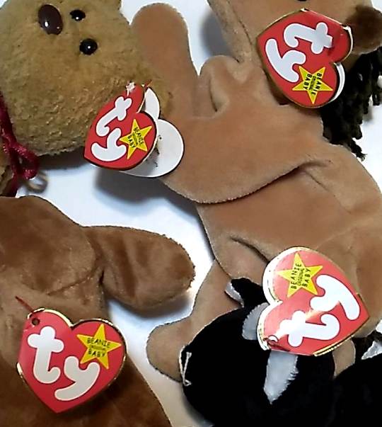 4 Different Ty Beanie Babies - 1993-1995 - w/ Curly The Bear + More ...