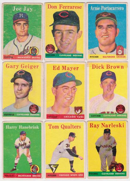 9 Different 1958 Topps Baseball Cards - Vintage Collection | Property Room