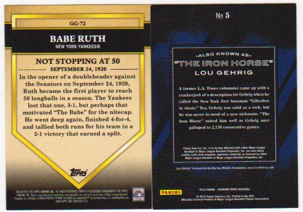 Babe Ruth + Lou Gehrig Baseball Card Pair | Property Room