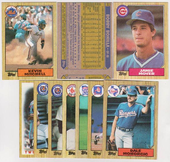 Error Lot - 10 Different 1987 Topps Baseball Wrong Back Errors W  Jamie 