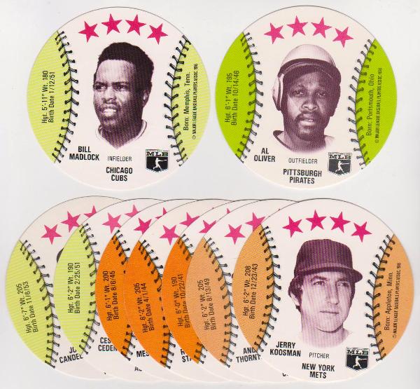 9 Different 1976 Isaly's Baseball Discs w/ Bill Madlock + More ...