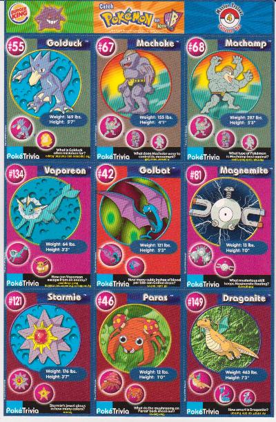 1999 Pokemon Master Trainer Collector Set Uncut 9 Card Sheet #4 ...