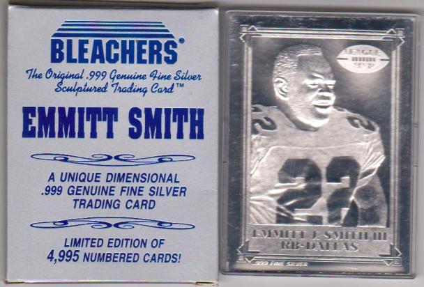 Emmitt Smith .999 Fine Silver Trading Card - 1995 Bleachers In Box With ...