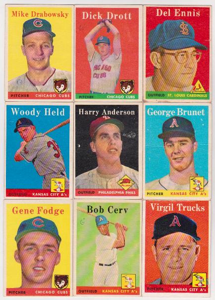 9 Different 1958 Topps Baseball Cards - Vintage Collection | Property Room