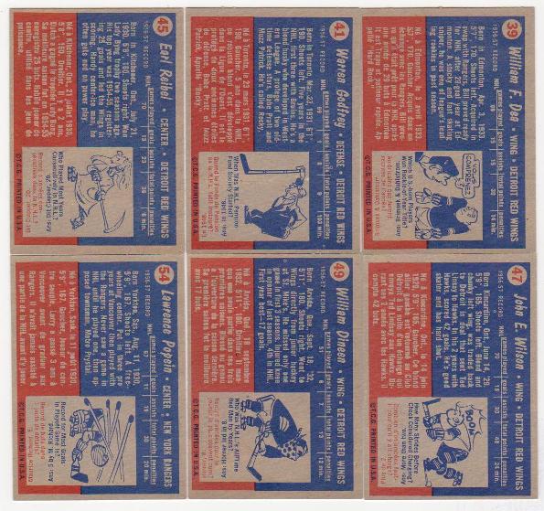 6 Different 1957-58 Topps Hockey Cards - Vintage Lot | Property Room