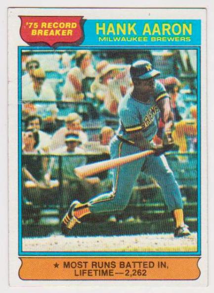 1976 Topps Hank Aaron #1 Card - HOF'er | Property Room