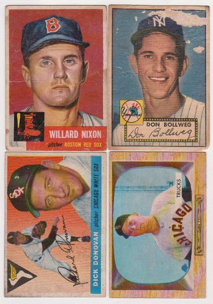 4 Different 1950's Baseball Cards (1952-1955) w/ Virgil Trucks + More ...