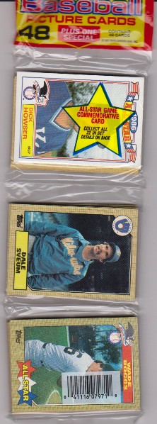 1987 Topps Baseball 49 Card Rack Pack w/ Wade Boggs On Front | Property ...