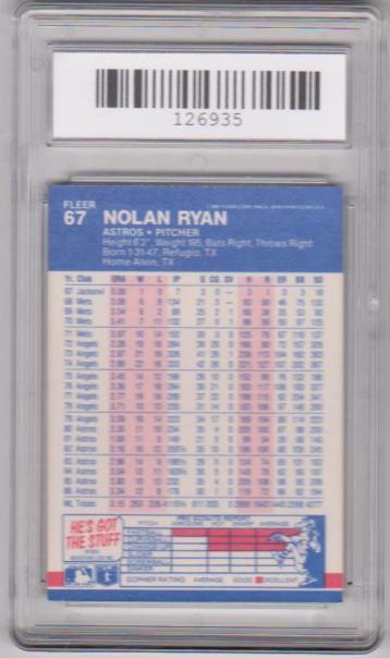 Graded NM 7 - Nolan Ryan 1987 Fleer Glossy #67 Card | Property Room