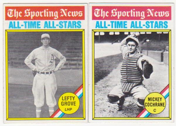 1976 Topps Lefty Grove #350 + Mickey Cochrane #348 Card Pair - HOF'er ...
