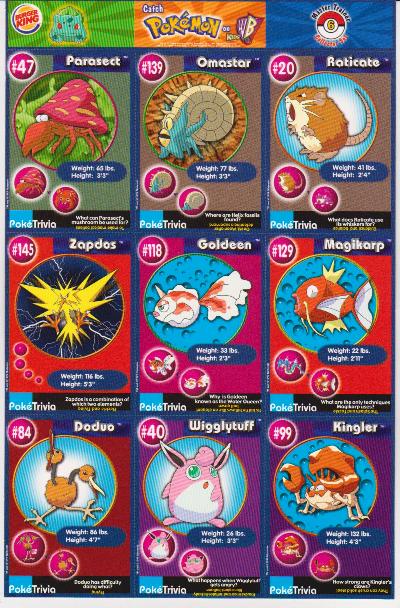 1999 Pokemon Master Trainer Collector Set 9 Card Uncut Sheet #6 ...