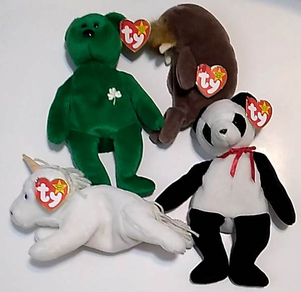 4 Different Ty Beanie Babies - 1993-1998 - w/ Erin The Bear + More ...