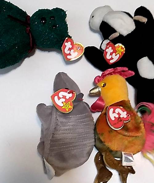 4 Different Ty Beanie Babies - 1993-2001 - w/ 2001 Holiday Teddy The ...