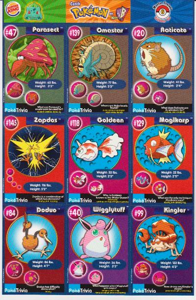 1999 Pokemon Master Trainer Collector Set 9 Card Uncut Sheet #6 ...