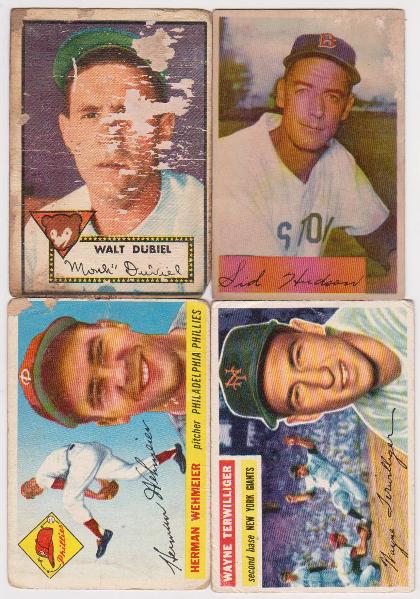 4 Different 1950's Topps/Bowman Baseball Cards (1952-1956) | Property Room