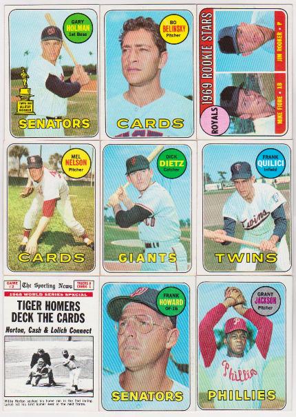 9 Different 1969 Topps Baseball Cards - Vintage Lot | Property Room