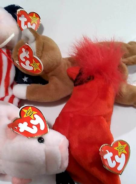 4 Different Ty Beanie Babies - 1993-1999 - w/ Pink Face Spangle The ...