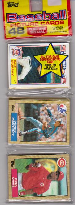 1987 Topps Baseball 49 Card Rack Pack w/ Dale Murphy On Front ...