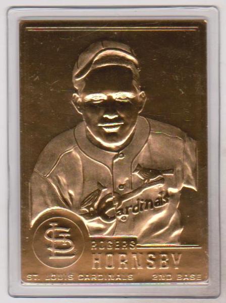 22 kt Gold - Rogers Hornsby 1996 Danbury Mint Gold Card - HOF'er ...