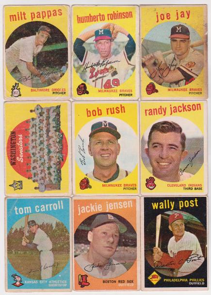 9 Different 1959 Topps Baseball Cards - Vintage Collection | Property Room