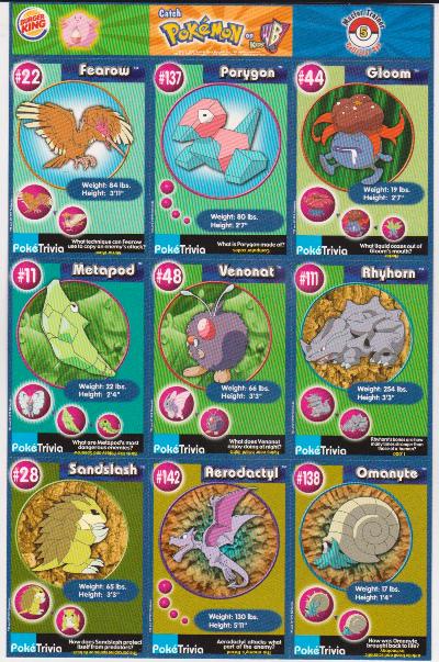 1999 Pokemon Master Trainer Collector Set Uncut 9 Card Sheet #5 ...