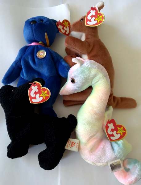 4 Different Ty Beanie Babies - 1996-1999 - w/ Clubby The Bear + More ...