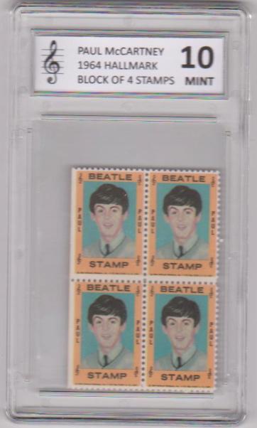 Graded Mint 10 - 1964 THE BEATLES Paul McCartney Hallmark Stamps Plate ...
