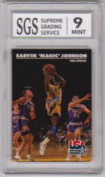 Graded Mint 9 - Magic Johnson 1992 Skybox USA Basketball #28 Card ...