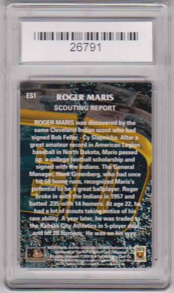 Graded Gem Mint 10 - Roger Maris 1994 Ted Williams Maris RED Etched In ...