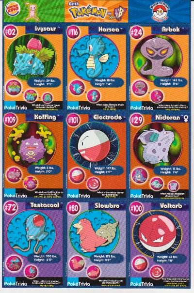 1999 Pokemon Master Trainer Collector Set Uncut 9 Card Uncut #14 Sheet ...