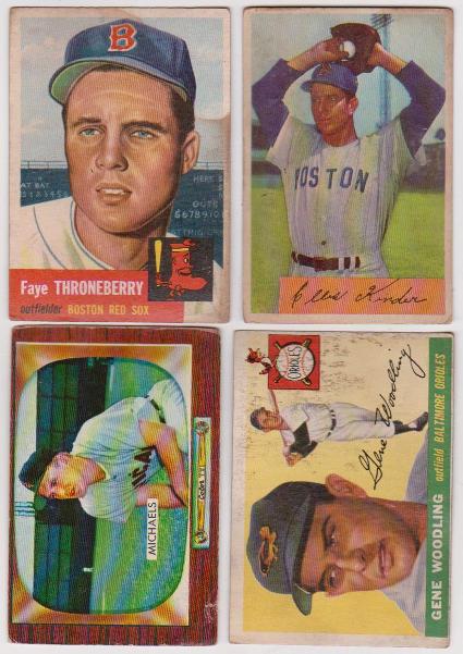4 Different 1950's Topps/Bowman Baseball Cards (1953-1955) | Property Room